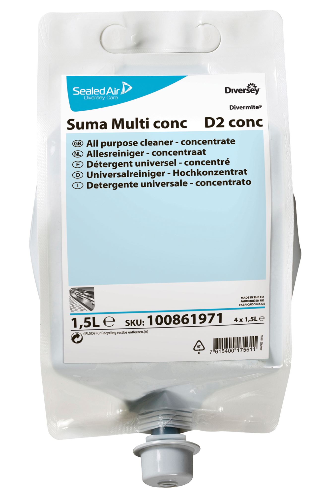 Suma multi divermite D2 detergent universel concentre 4x1,5L