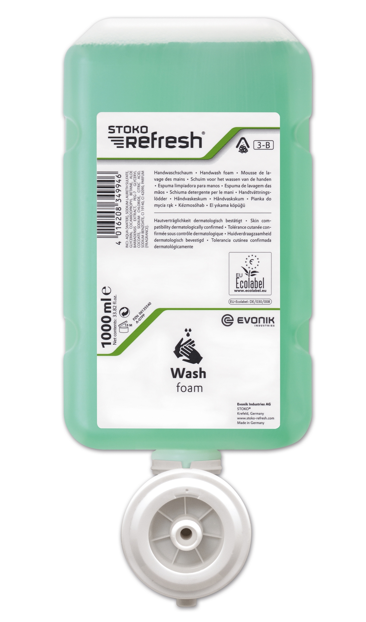 Savon mousse Stoko Refresh Wash Foam 3B 4 x 1000 ml