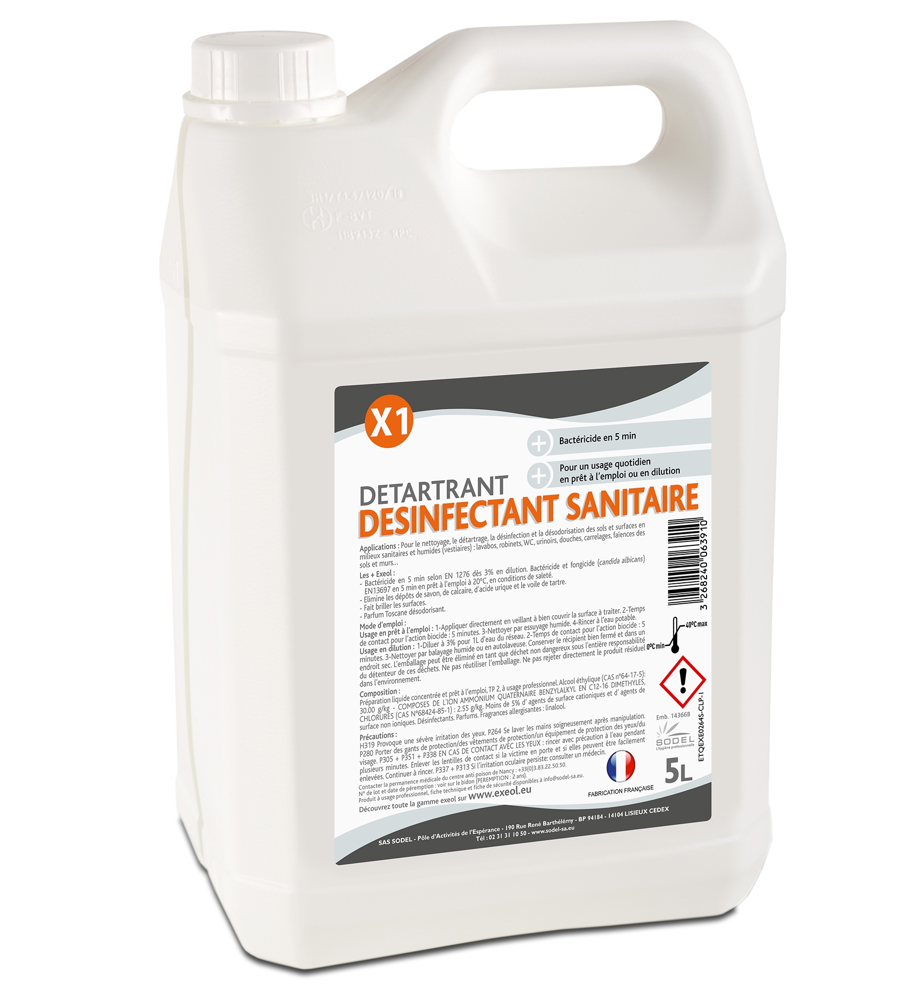Détartrant désinfectant sanitaire professionnel 5 L - Voussert