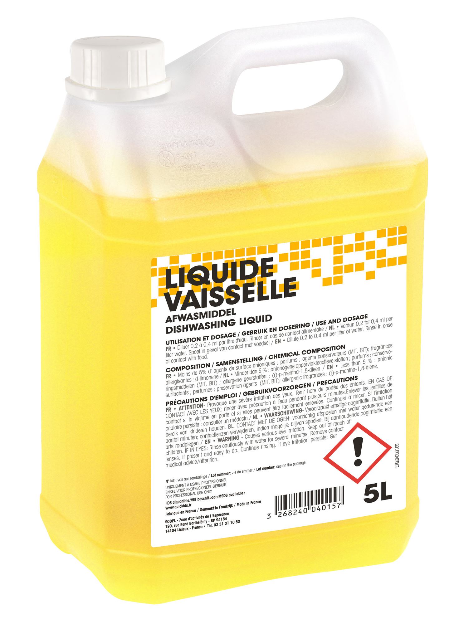Produit vaisselle main citron 5L direct fabricant